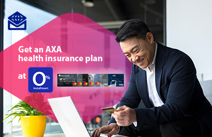 Get an AXA health insurance plan at 0% installment
