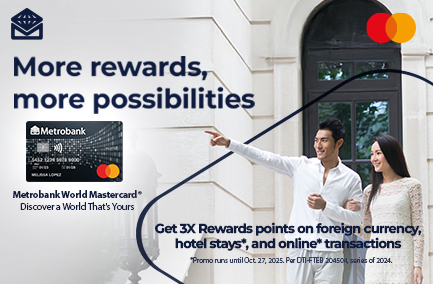 Get 3x Rewards Points with Metrobank World Mastercard