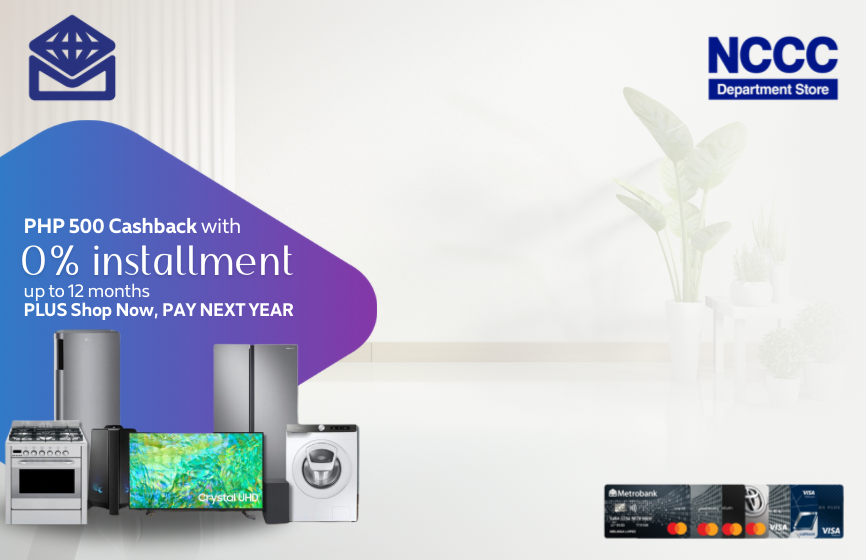 Get PHP 500 cashback at NCCC Department Store