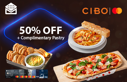 50% OFF and complimentary dessert at Cibo